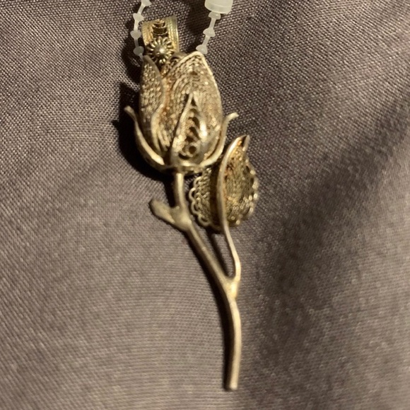 Jewelry | Vintage Sterling Silver Rose Pendant Stamped 925 With Very ...